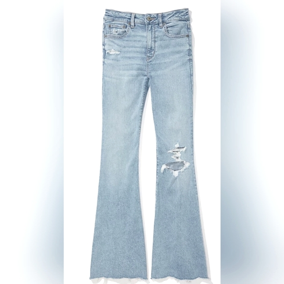 aerie | Jeans | Ae Next Level Ripped Super Highwaisted Flare Jean ...